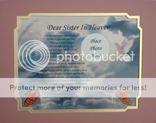 Dear Sister In Heaven Memorial Poem In Loving Memory Endearment T Ebay